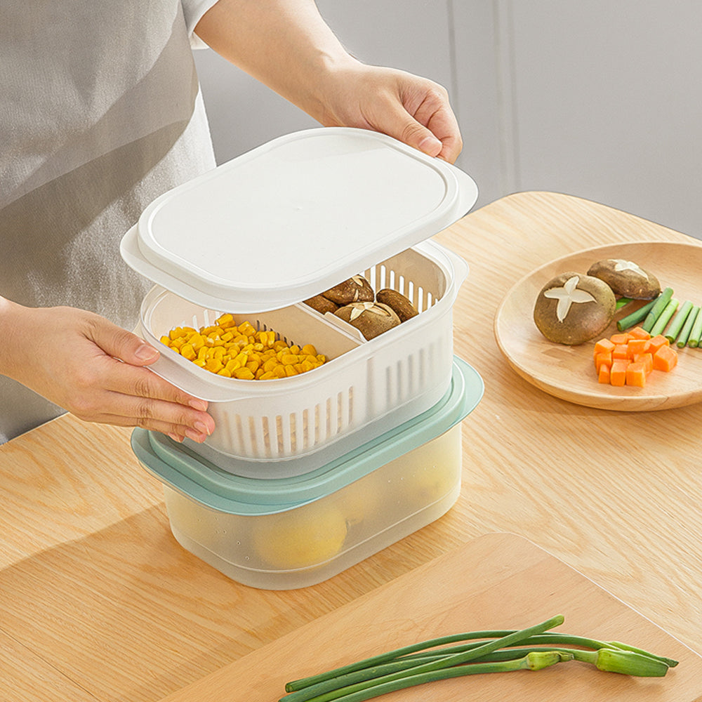 White Food Storage Container with Drainer - nilezs.com